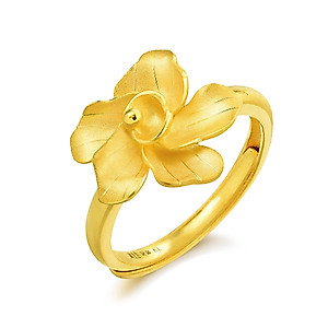 CHOW SANG SANG 999.9 24K Gold Price-by-Weight 5.24g Gold Floral Ring for Women and Wedding Occasion 90352R | Adjustable Ring