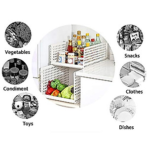 HOUTBY Stackable Wardrobe Organizer Drawer Plastic Storage Shelves Multifunctional Closet Cabinet Cube Basket Bins Organizer Containers for Clothes Shoes Toys Towels Bedroom Living Room