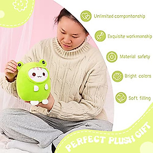AIXINI Cute Cat Frog Plush Pillow 8" Kitten Frog Stuffed Animal, Soft Kawaii Cat Plushie with Frog Outfit Costume Gift for Kids