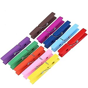 Hovico 50pcs Colored Clothespins Clothes Pins Wooden -Clothespins for Photos Pictures Crafts Color Close Pin Wood Clothing Closepins Chip Clip Decorative Tiny Photo Clips Decoration(Random Color)