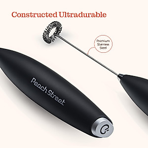 Powerful Handheld Milk Frother, Mini Milk Foamer, Battery Operated (Not included) Stainless Steel Drink Mixer with Frother Stand for Coffee, Lattes, Cappuccino, Frappe, Matcha, Hot Chocolate.