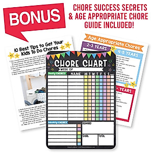 Hadley Designs Magnetic Chore Chart for Kids-12"x17" Reusable Dry Erase Responsibility Chart for Multiple Kids-Weekly Family Organizer with Reward System and Bonus Chore Guide