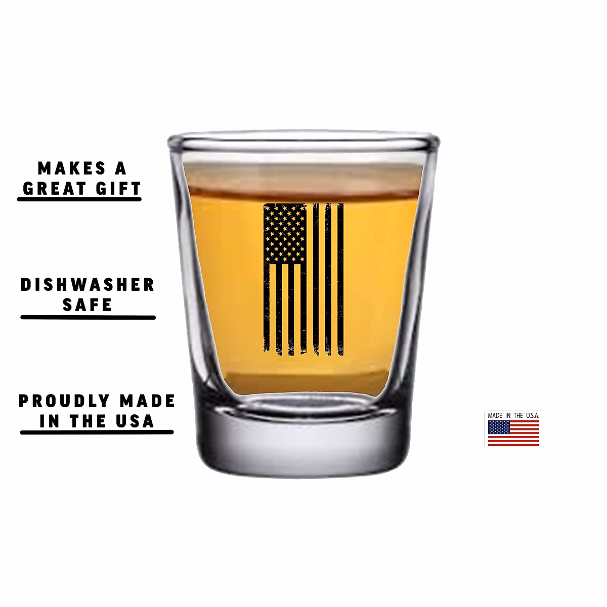 Rogue River Tactical USA Flag Tattered Shot Glass Gift For Military Veteran or Patriotic American