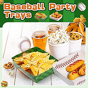 36 Pack Baseball Party Favors 5 lb Baseball Plates Food Trays Nacho Boats Large Paper Food Boats Nacho Trays Disposable Serving Snack Tray for Food, Baseball Themed Birthday Decorations
