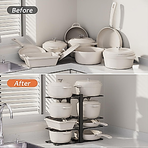 TCHCWYS Pots and Pans Organizer Rack for Cabinets, Heavy Duty 8-Tier Adjustable Pot Organizer Rack, Optimize Kitchen Organization and Storage