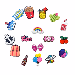 CXPHT 35,50,100 Pcs Random PVC Shoe Charms,Garden Shoes Cute Shoe Charms Wristband Bracelet Decoration with Different Designs Shape for Girls,Boys and Adult Party Gift(50)