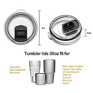 Magnetic Tumbler Lid Compatible with YETI Rambler,Ozark Trail,Old Style Rtic,Spill Proof Replacement lid (30 ounce one pack)