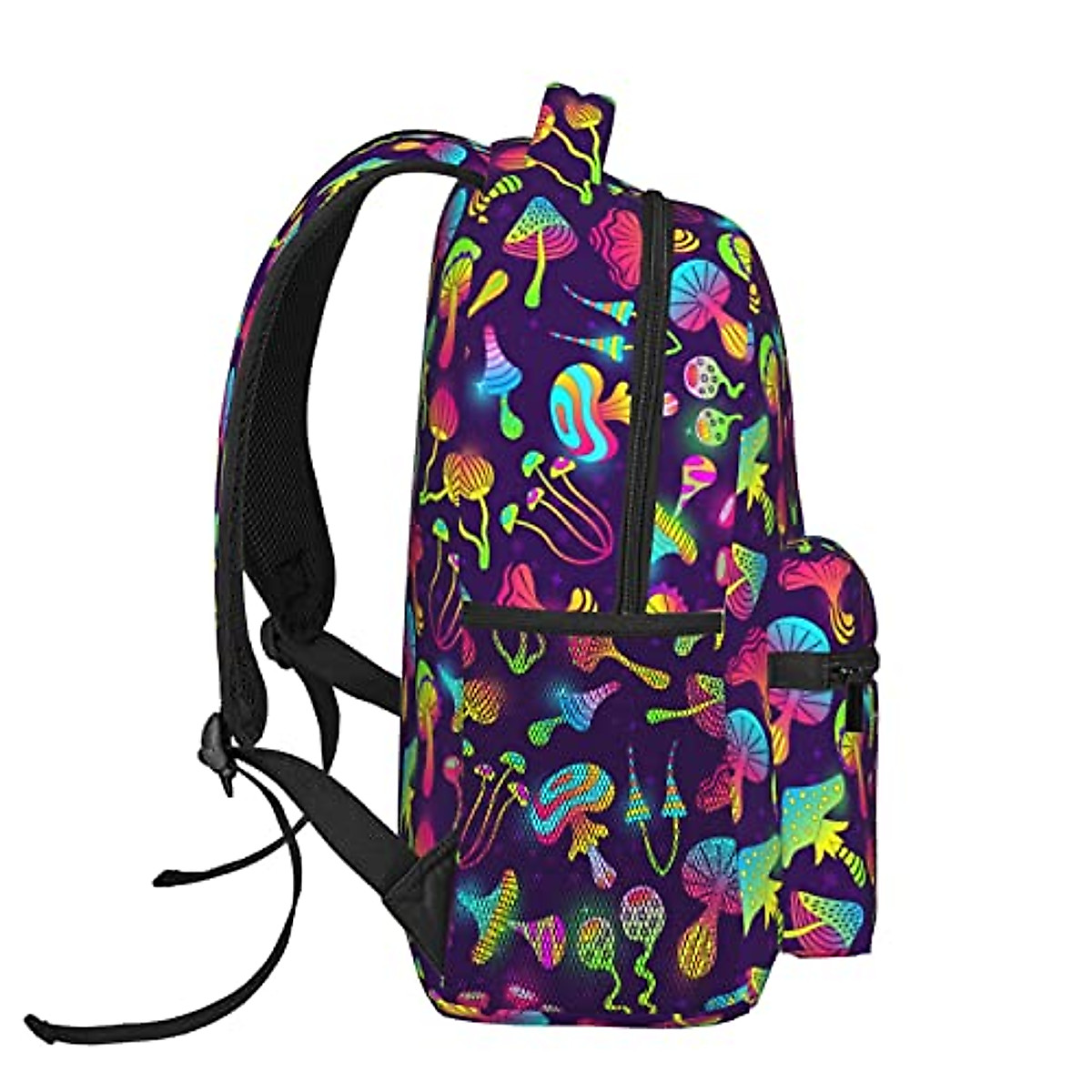 OPZAEUV Cute Mushroom Backpack for Women Men 17 Inch Colorful Mushroom Print Backpack Casual Travel Laptop Backpack