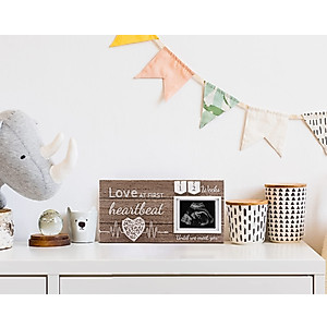 Garybank Sonogram Picture Frame Pregnancy Announcements Gift, Love at First Sight Ultrasound Picture Frames 4x3" Countdown Weeks Design, Baby Room Décor, Gender Reveal Baby Shower First Time Mom Gifts