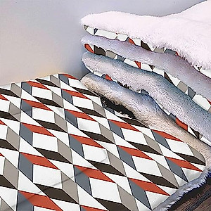 Charcoal Grey White Soft Warm Pet Throw Blanket for Pet Geometric Triangles Squares for Pets Beds Pets Blankets and Kennel Red Black 14" x 18"