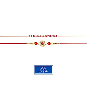 Lumba Rakhi for Brother & Bhabhi Set / Bhaiya Bhabhi Rakhi Thread Jodi Kundan Rakhi Combo (Design 1, Standard)