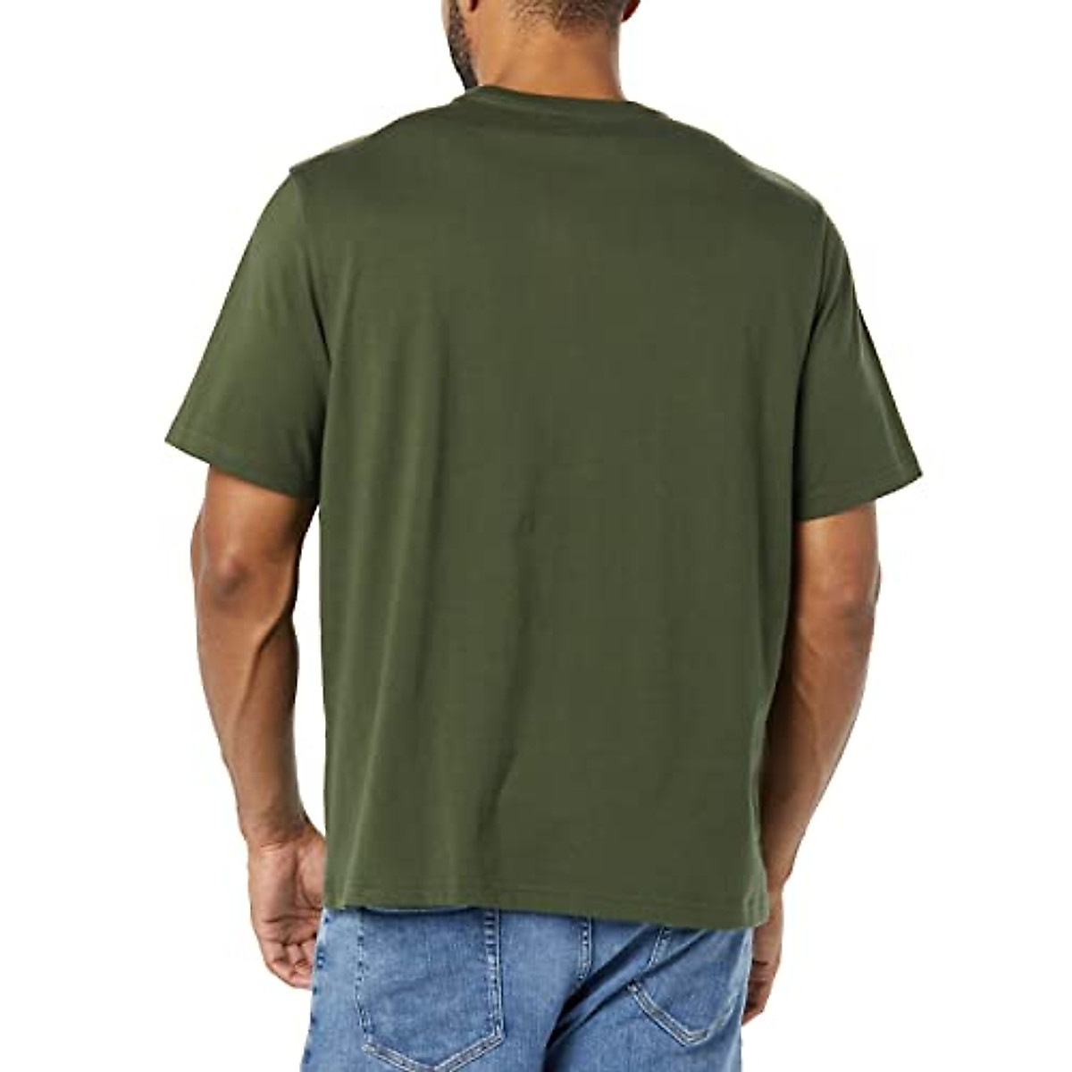 Amazon Essentials Men's Regular-Fit Short-Sleeve Crewneck Pocket T-Shirt, Pack of 2, Black/Olive, Large