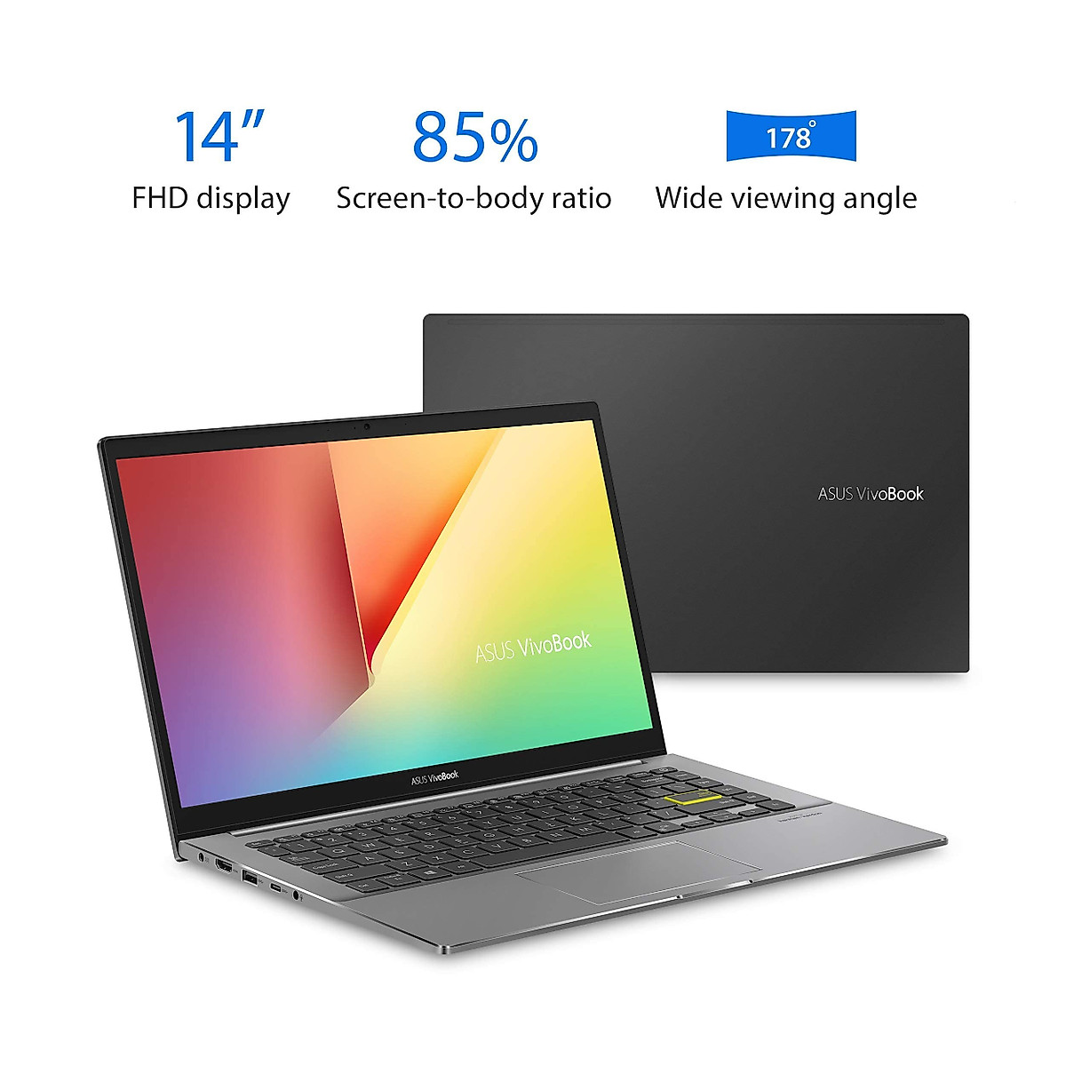 Asus VivoBook S14 S433 Thin and Light 14 FHD Display, Intel Core i5-10210U CPU, 8GB DDR4 RAM, 512GB PCIe SSD, Windows 10 Home, Indie Black, S433FA-DS51 (Renewed)