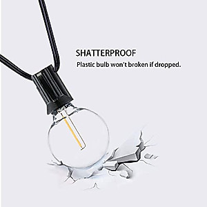 100FT Outdoor Globe String Lights LED Waterproof G40 String Lights Connectable with 52 Shatterproof Bulbs Dimmable Patio Lights String for Bistro Backyard Gazebo Lights
