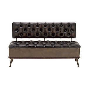 Deco 79 Industrial Metal Storage Bench, 54" x 19" x 31", Black