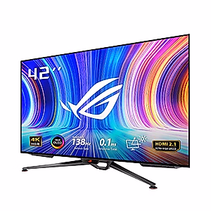 ASUS ROG Swift 41.5” 4K OLED Gaming Monitor (PG42UQ) - UHD (3840 x 2160), 138Hz, 0.1ms, HDMI2.1, True 10 bit, DCI-P3 98%, G-SYNC Compatible, DisplayPort, USB, Console Ready, Remote Control, Anti-Glare