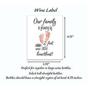 ● SET of 6 ● GENDER NEUTRAL Pregnancy Announcement Wine Labels - 2 Feet & 1 Little Heartbeat! Alternative to Pregnancy Announcement Cards, Pregnancy Reveal Wine Labels, Baby Feet, WATERPROOF, P100-6BF