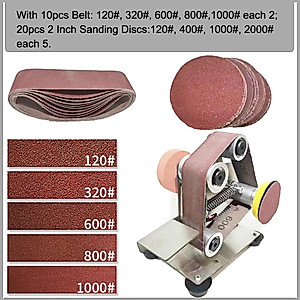Electric Mini Belt Sander Polishing-Grinding Sharpener, 13 x 1.2inch Power 7 Adjustable Speed Multifunctional Mini Bench Belt Grinder Kit for Metal Knife Wood Polishing