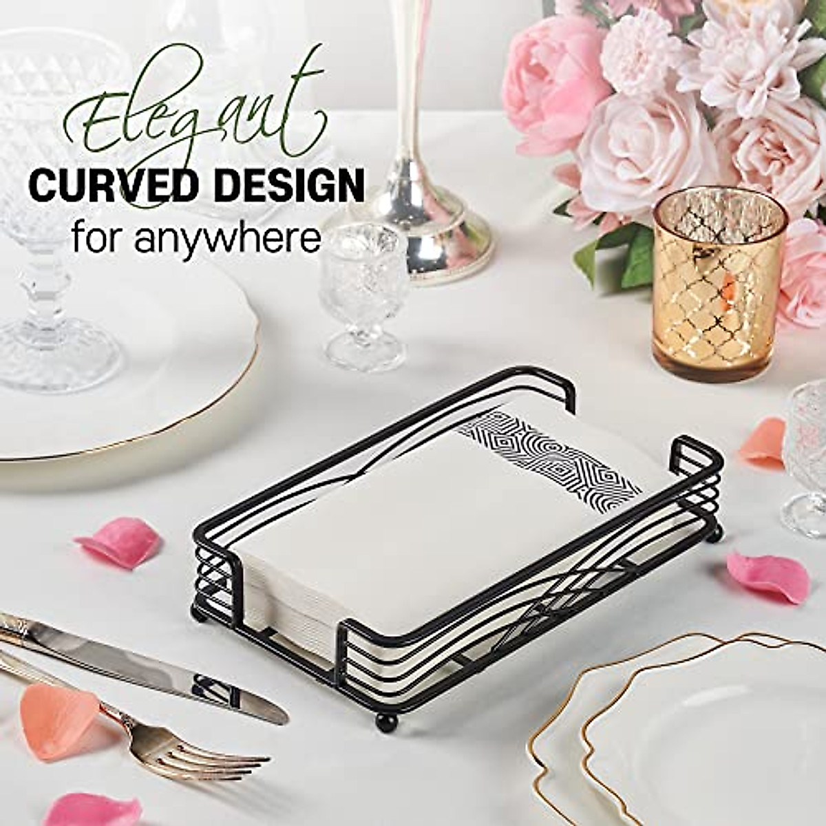 LEVIMETREE Guest Towel Napkin Holder – Cast Iron Black Napkin Holder for Table – Versatile and Modern Bathroom Napkins Guest Disposable – Premium Paper Hand Towels Kitchen Caddy