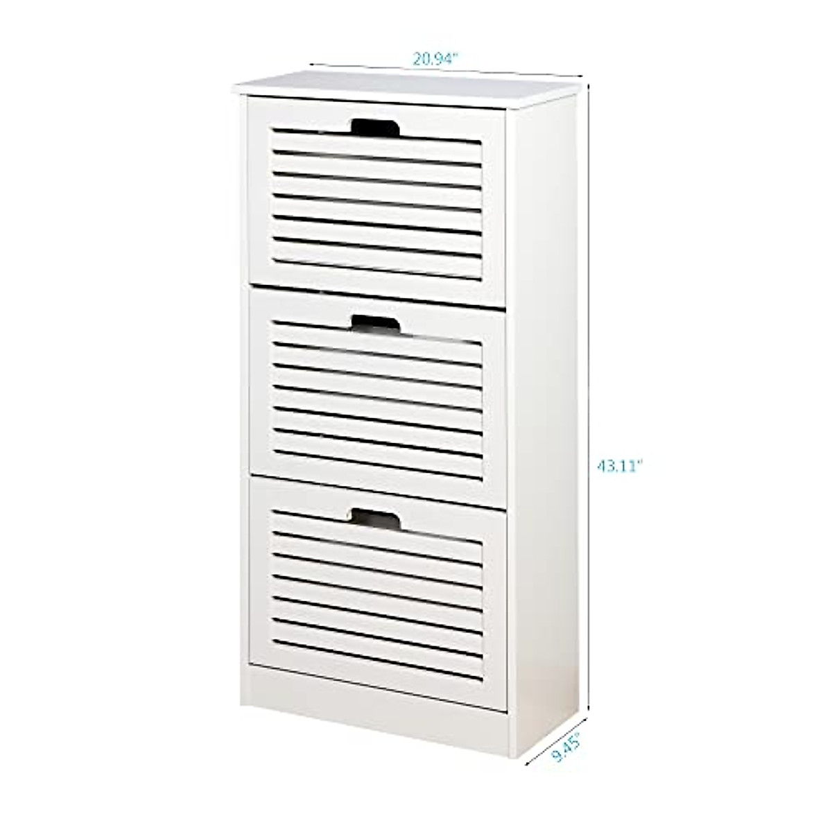 SSLine Modern White Shoe Cabinet with 3 Flip Down Storage Shelves Free-Standing Shoe Rack Compact Wood Shoe Storage Organizer for Entryway Hallway Doorway Closet