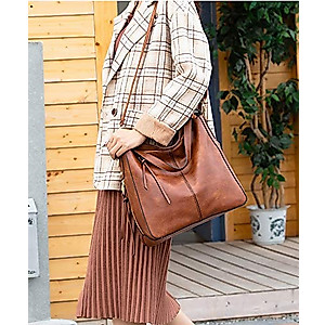 Cicilin Women's Handbags Hobo Shoulder Bags Large Designer Ladies PU Leather Purse and Bag black