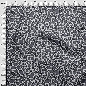 oneOone Cotton Poplin Gray Fabric Giraffe Animal Skin Quilting Supplies Print Sewing Fabric by The Yard 42 Inch Wide
