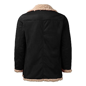 ADUWOAN Mens Fur Coat Black Leather Jacket for Men Black Fur Jacket Mens Fleece Jacket Chamarras Para Hombre Winter Jacket for Men Black Coat