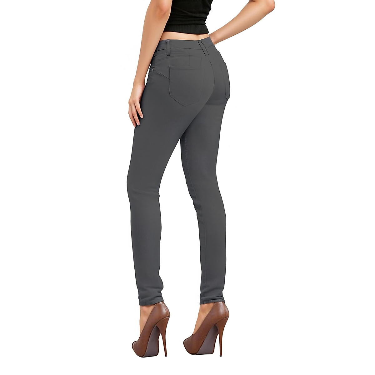 Hybrid & Company Women's Butt Lift Stretch Denim Jeans P37370SK Gunmetal 5