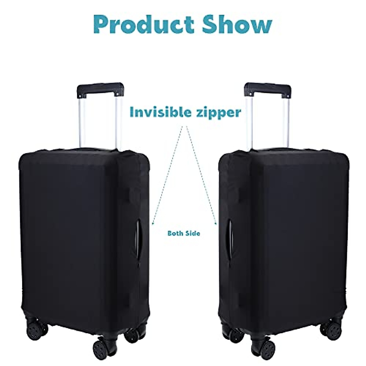 Kajaia 3 Pcs Luggage Cover Suitcase Protector Travel Suitcase Cover Anti Scratch Luggage Protector Washable Fits 18-28 Inch Luggage (Black)
