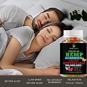 2PACK Hemp Gummies-Fresh Butterflies and Delicious Hemp Gummy Peach-for Sleep, Calm and Relax-Inflammation Natural Hemp Party-Made in USA