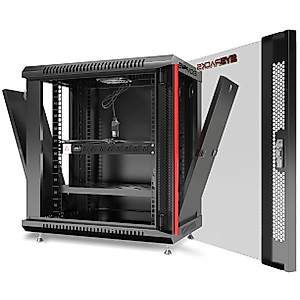 Sysracks - 12U - Server Rack - Wall Mount Rack - Locking Cabinet for Network - Electronics - Security - Audio - Video - AV Equipment - Data Rack - Legs/Power Strip/Shelf/Fan - 18-Inch Deep
