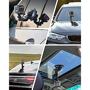 Aozcu Suction Camera Mount, Car Windshield Dashboard Camera Holder with 3M Adhesive Disk for GoPro Max, Hero 9 8 7 6 5, Session 5, DJI OSMO Action, AKASO, Campark, Canon, DSLRs and Other Cameras