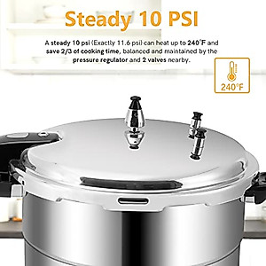 Fulgutonit 16 Quart Pressure Cooker, 10 Psi Induction Compatible Pressure Canner w/Stainless Steel Honeycomb Base, Heavy Gauge Aluminum, Quality Steamer Rack Included