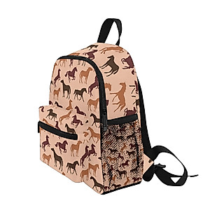 OREZI Cute Kids Backpack, Horse Seamless Pattern Toddler Schoolbag Preschool Bag Travel Bacpack for Little Boy Girl