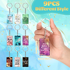9pcs Appreciation Gift Keychains Acrylic Thank You Key chains Christmas Graduation Party Thanksgiving Gift Inspirational Keyrings Appreciation Gifts for Employee Staff Coworkers Teacher Doctor Nurses