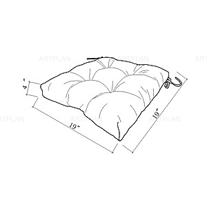 ARTPLANT Outdoor Seat Cushion Pads,Set of 2,19"x19"x4",Square Tufted Outdoor Wicker Dining Chair Cushions for Patio Furniture with Ties,Floral