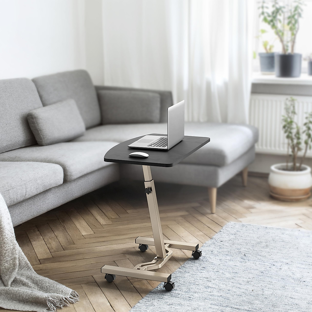 Le Crozz Height Adjustable Mobile Laptop Stand Desk Rolling Cart, Height Adjustable from 28'' to 33''