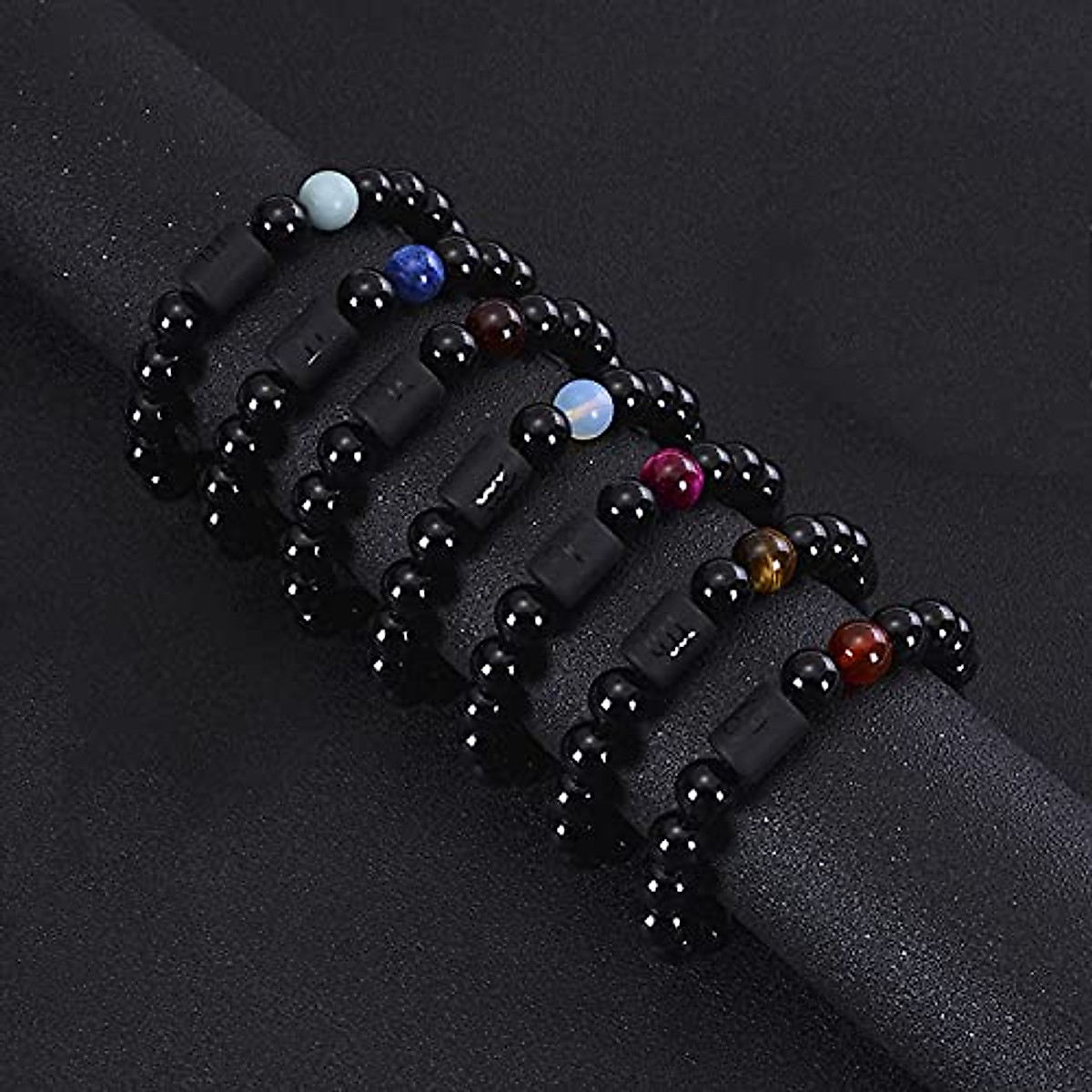 CSIYANJRY99 Zodiac Taurus Bracelets for Men Women,Taurus Zodiac Sign,8mm Natural Black Onyx Stone Hematite Obsidian Tiger Eye Beads Bracelet Set 12 Constellation Horoscope Bracelet