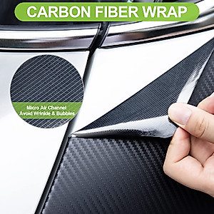 Spurtar Carbon Fiber Vinyl Wrap - 1.48ft X 5ft 3D Carbon Stickers, Matte Black, Includes Tools for Automotive Vinyl Wraps