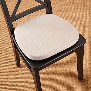 Tromlycs U Shaped Kitchen Chair Seat Cushion Pad for Dining Room Chairs with Ties 15x16 inches White Beige
