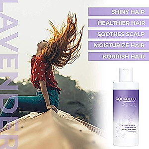 Aquableu Natural Lavender Shampoo & Conditioner Set - Gentle Ultra Calming Multitasking Cleanser - Nourishing & Restorative - Jojoba Oil - Sulfate & Paraben Free - For color treated hair (8 oz)