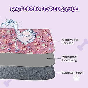 YUEPET Waterproof Dog Blankets, 2 Pack Washable Dog Blankets for Bed Couch Sofa Protector Fleece Flannel Puppy Blanket Soft Plush Reversible Throw Blanket for Small Dogs Puppy Cat 23"×16"(Purple+Pink)