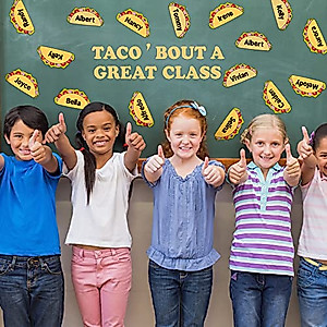 Taco' Bout a Great Class Cutout with 48 Pcs Taco Cutouts, Mexican Fiesta Cutouts Mexican Party Cutouts Cinco De Mayo Fiesta Party Decorations for Mexican Themed Party Decorations School Decor Supplies