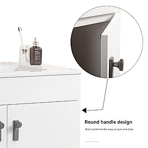 NOTOP 30" Bathroom Vanity with White Ceramic Sink Comb, Modern Freestanding Solid Wood Single Set,Included Two Soft Close Cabinet Doors,Metal Legs, 25IN