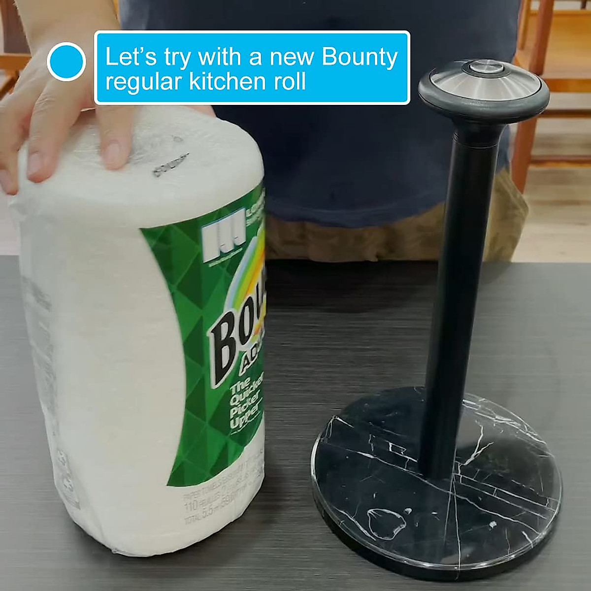 Paper Towel Holder Stand Counter top Under Cabinet Black Stainless Steel Bar Marble Weighted Base for Kitchen Table