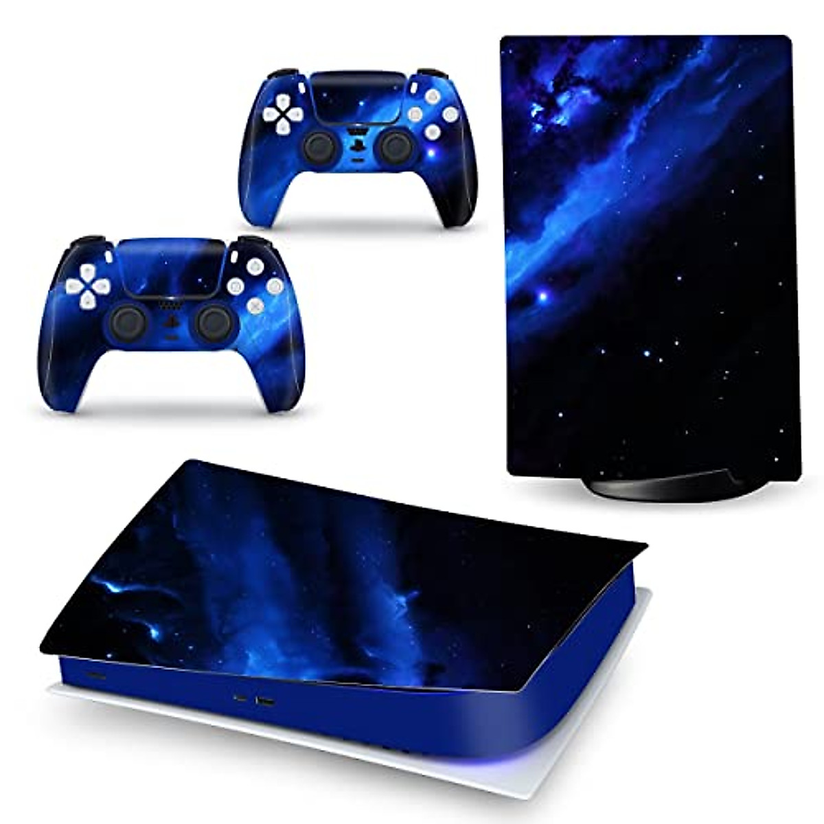 CENSTEEL PS5 Skin for Playstation 5 Digital Version, Console and Controllers Vinyl Sticker Decal Cover - Blue Universe