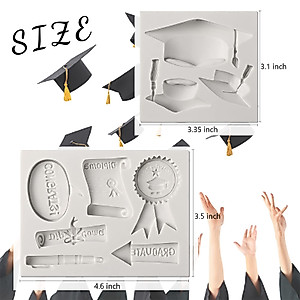 SAKOLLA Graduation Fondant Molds Silicone Doctoral Cap Diploma Candy Chocolate Molds Congrats Grad Congratulations Molds Cake Toppers Party Decorations for 2024 Graduation Celebration