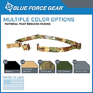 Blue Force Gear Vickers Sling | 2 Point Sling Adjusts for Carrying Positions | 54-64 inches (Black)