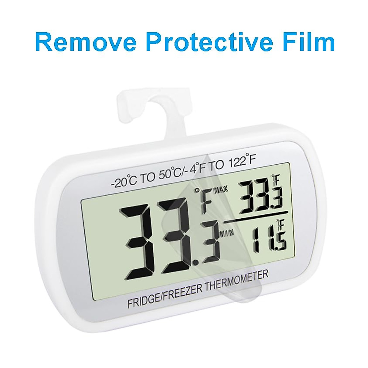 Waterproof Refrigerator Fridge Thermometer, Digital Freezer Room Thermometer , Max/Min Record Function Large LCD Screen and Magnetic Back for Kitchen, Home, Restaurants (2 Pack)