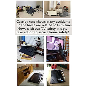 OeckuXIY 3 Pack Adjustable TV Safety Straps, No-Drill Anti-Tip Furniture Anchors for Baby Proofing, Flat Screens Fix to Wall,Cabinet,Stand Or Desk, Earthquake Straps